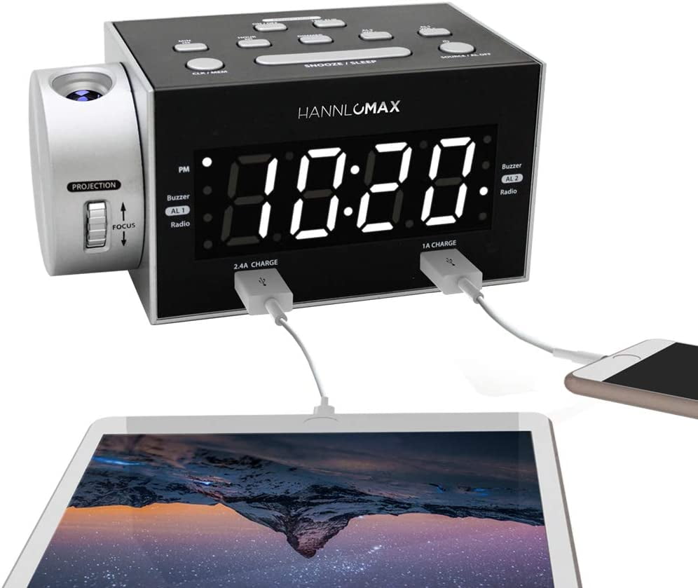 HX-135CR Alarm Clock Radio with Projection, PLL FM Radio, Dual Alarm ...