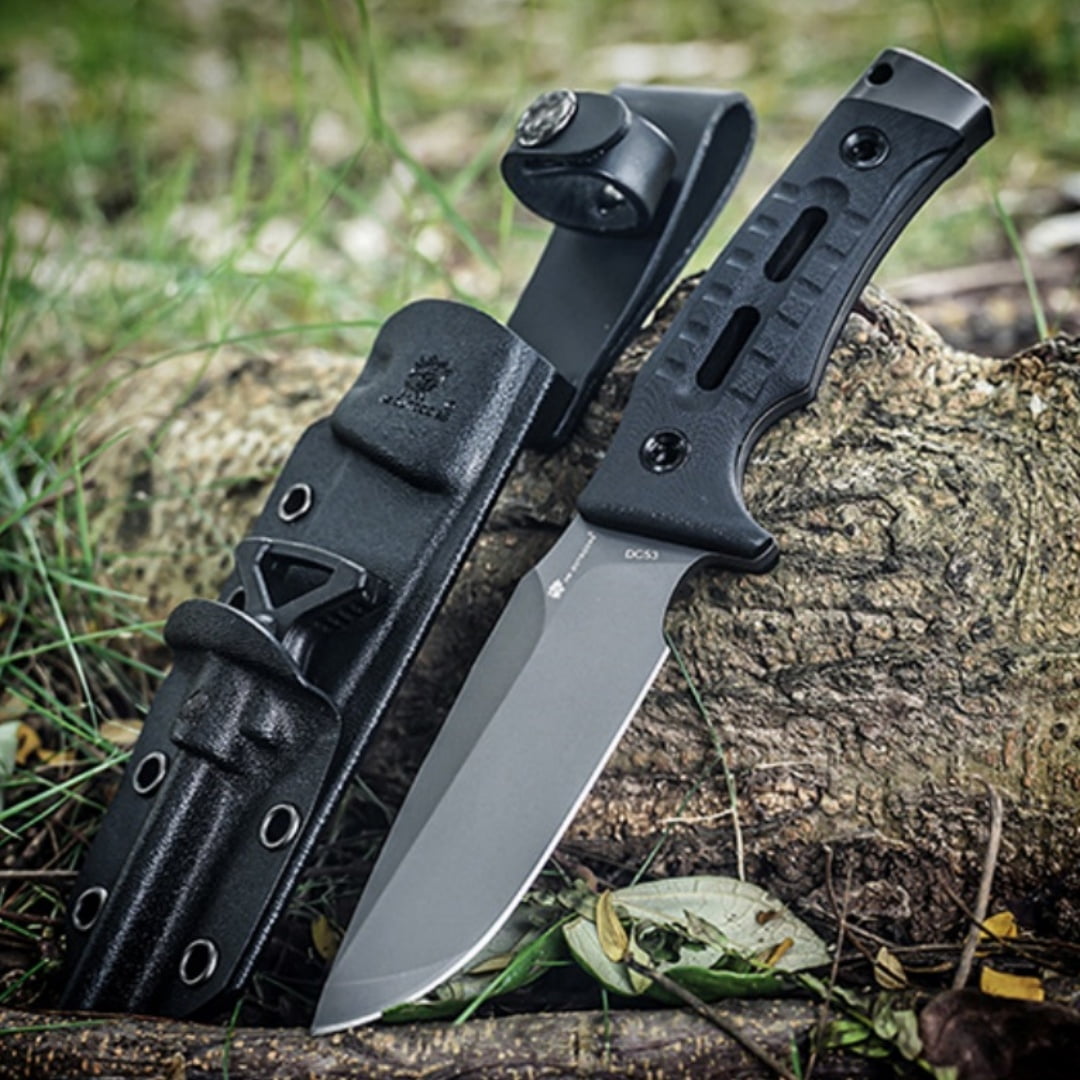 3.8'' Fixed Blade Knife with Fire Starter, Premium DC53 Steel Full Tang ...