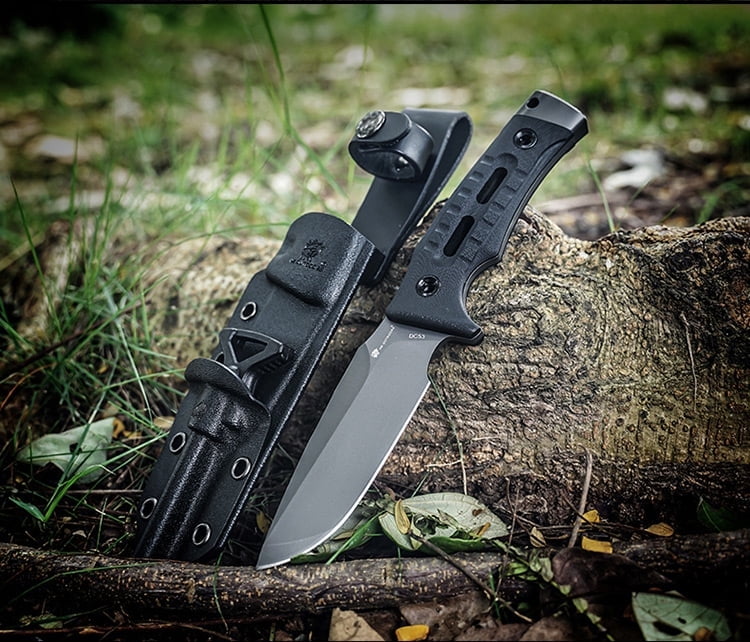 HX OUTDOORS Fixed Blade Knife with Fire Starter, Premium DC53 Steel ...