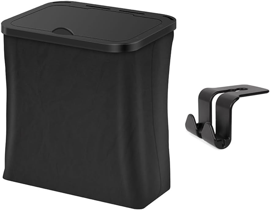HXBER Garbage Can, Leather Car Garbage Can Foldable Auto Trashes Can ...