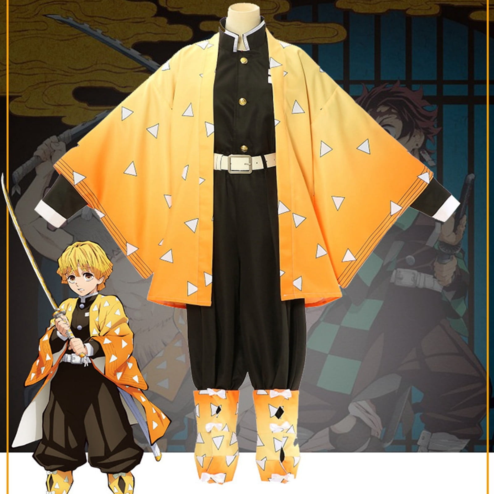 HXHYQKP Anime Ghost Slayer Agatsuma Zenitsu Costume Wardrobe for Boys ...