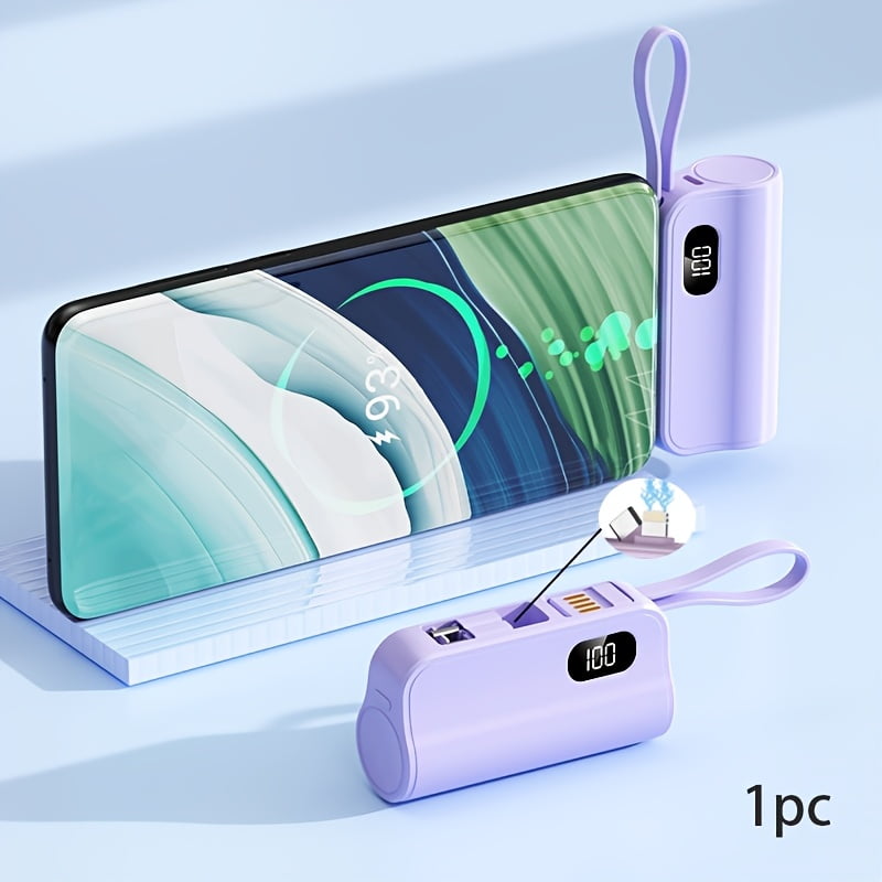 HXIAONIU 2025 3-in-1 Mini Portable Charger 5000mAh - Built-in USB-C ...