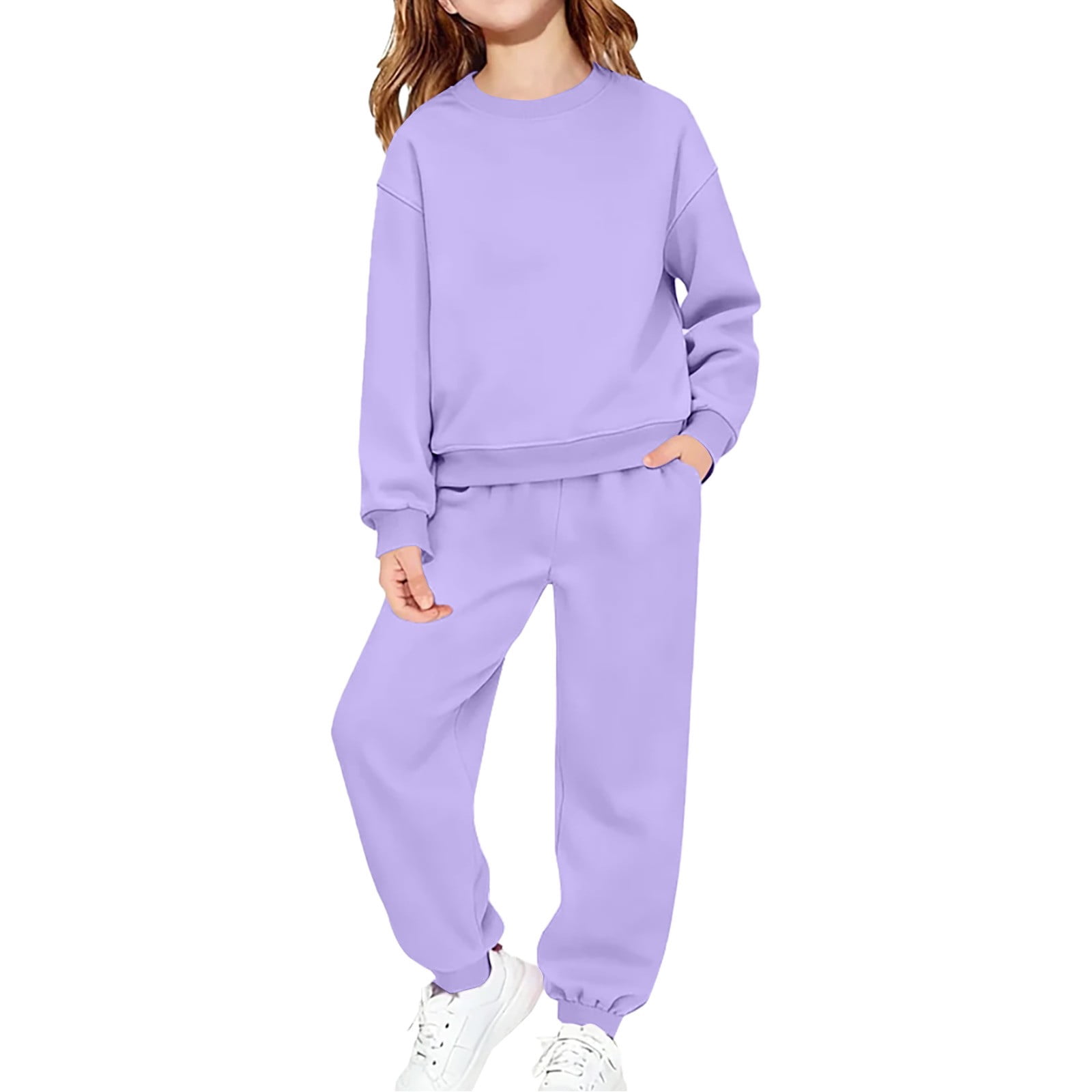 HXIWJKT Boys Girls Sweatsuit Cute Toddler Kids 2 Piece 𝖳racksuit Solid ...