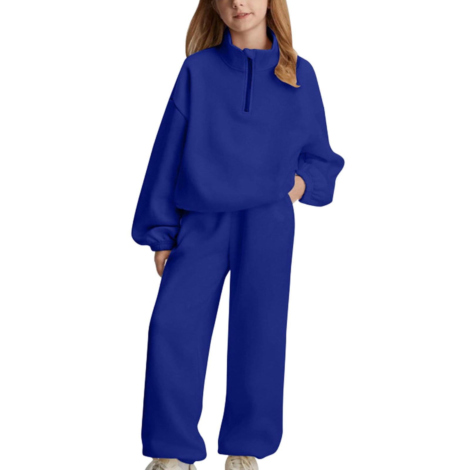 HXIWJKT Girls Sweatsuits 2 Piece Set Half Zip Sweatshirt and Sweatpants ...