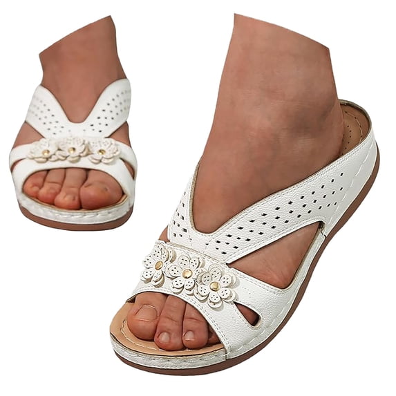 HXIWJKT Women's Summer Wedg𝖾 Sandals - Comfort Slip-Ons Flower Platform ...
