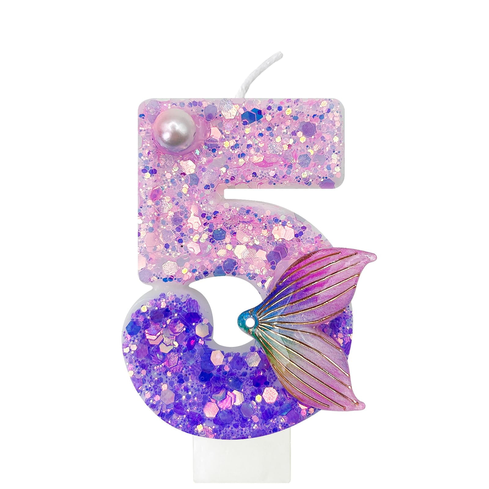 HXOUSE Purple MermaidEGSC Number 5 Candles - Mermaid Tail Candles for ...