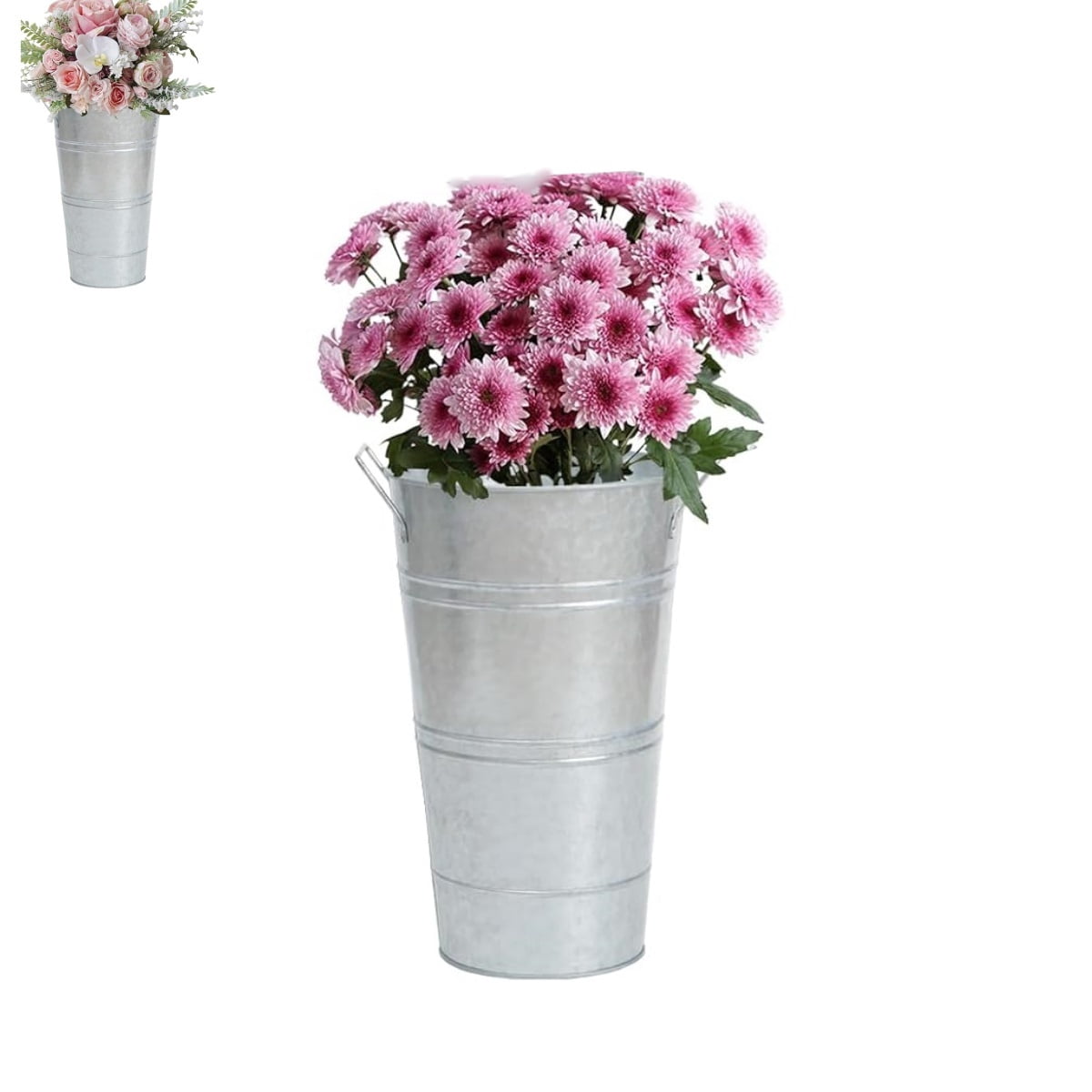 HXRH Galvanized Metal Vases,9.8x4.3x3In Rustic Decorative Metal Holder ...