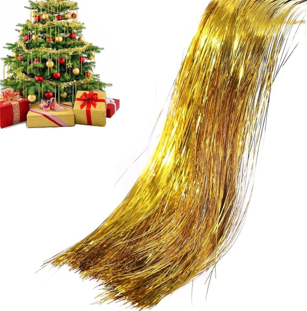 HXRH Gold Christmas Tinsel Strands 19.6 inch Metallic Christmas Tree ...