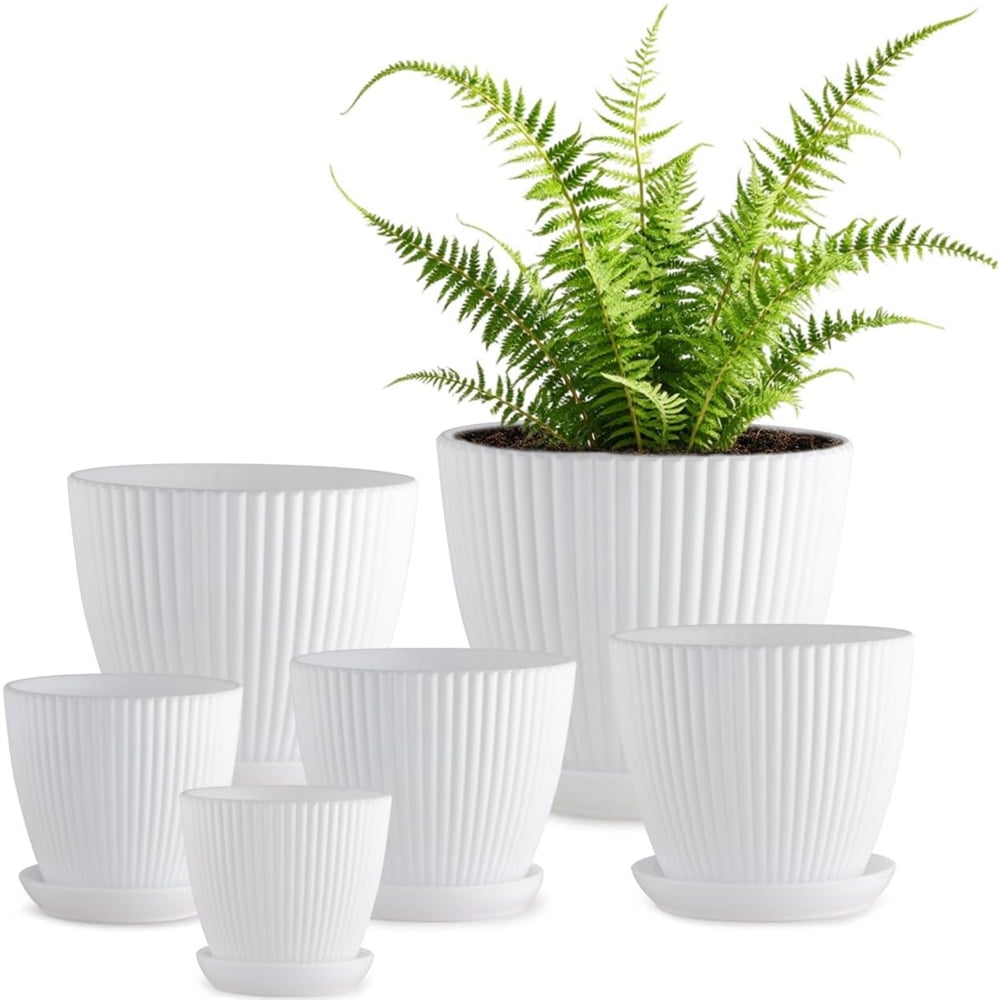 HXRH White Flower Planters for Indoor,7.5/6.5/5.5/4.9/4.2/3.5 Inch ...