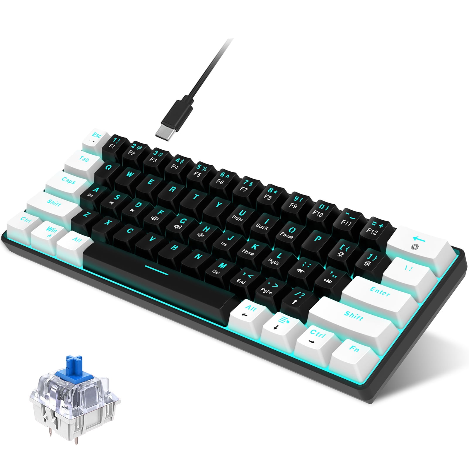 HXSJ V900 RGB Mechanical Gaming Keyboard - 61 Keys - High-Quality Blue ...