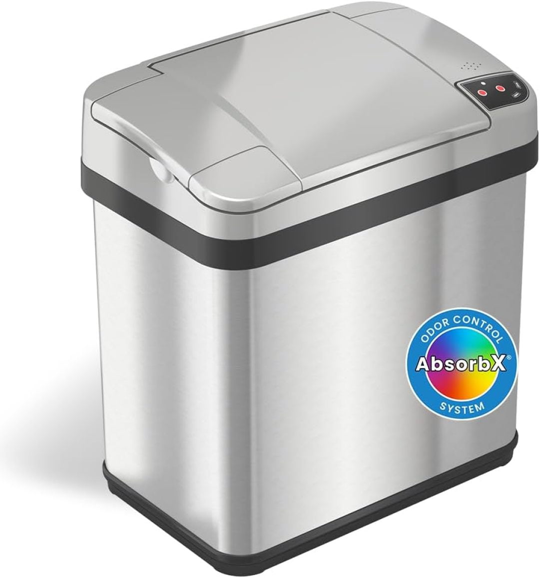 HXSP 2.5 Gallon Garbage Fragrance, Touchless Automatic Stainless Steel ...