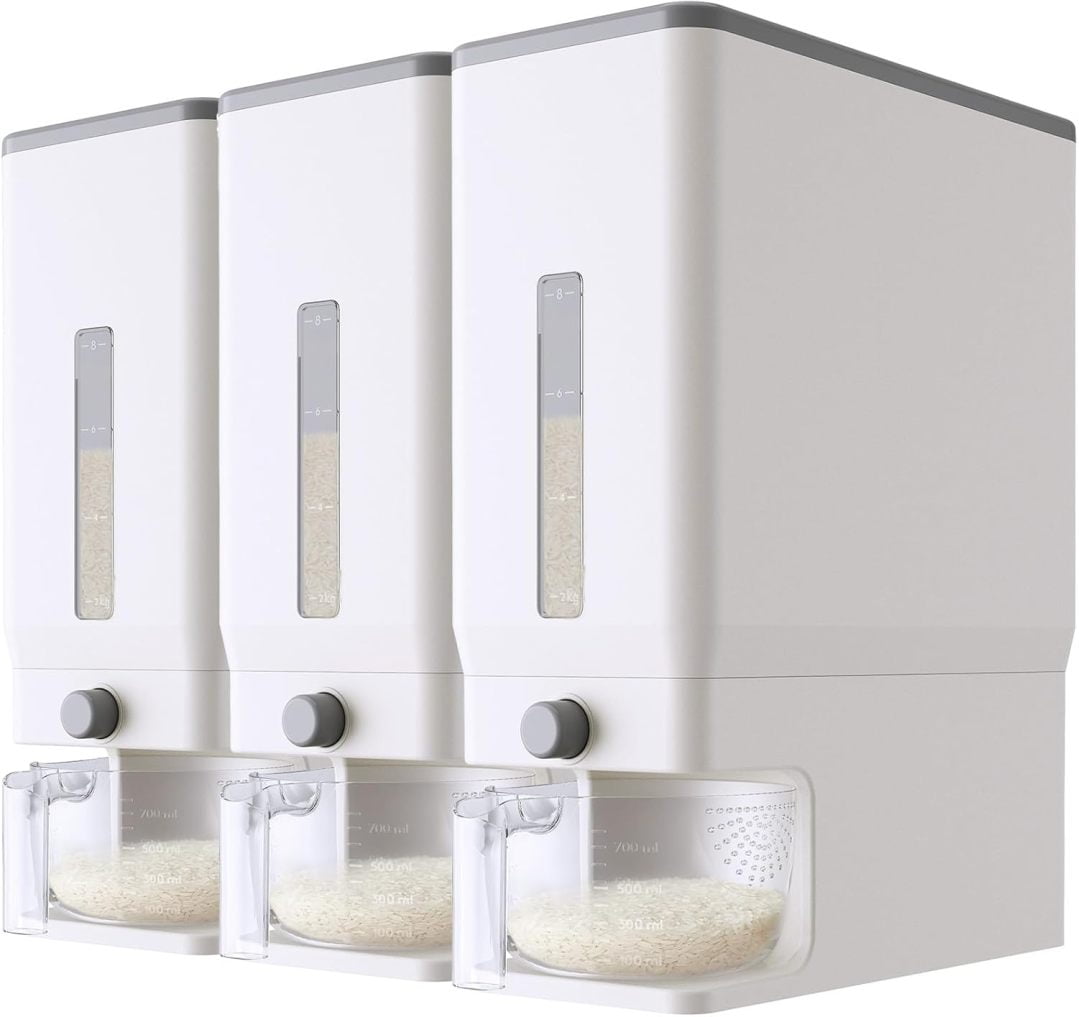 HXSP 3 Pack Rice Dispenser 25 Lbs(11.3kg), Rice Storage Container ...