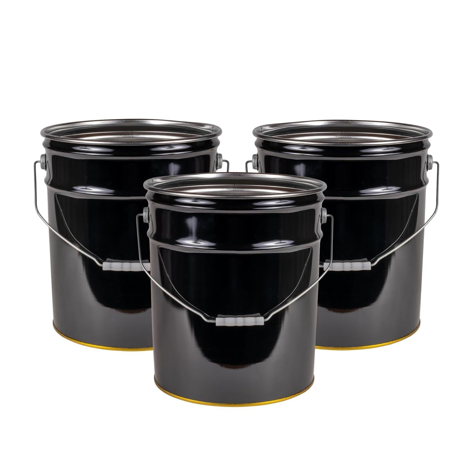 HXSP 5 Gallon Black Metal Bucket, Heavy Duty Durable Steel Open Head ...