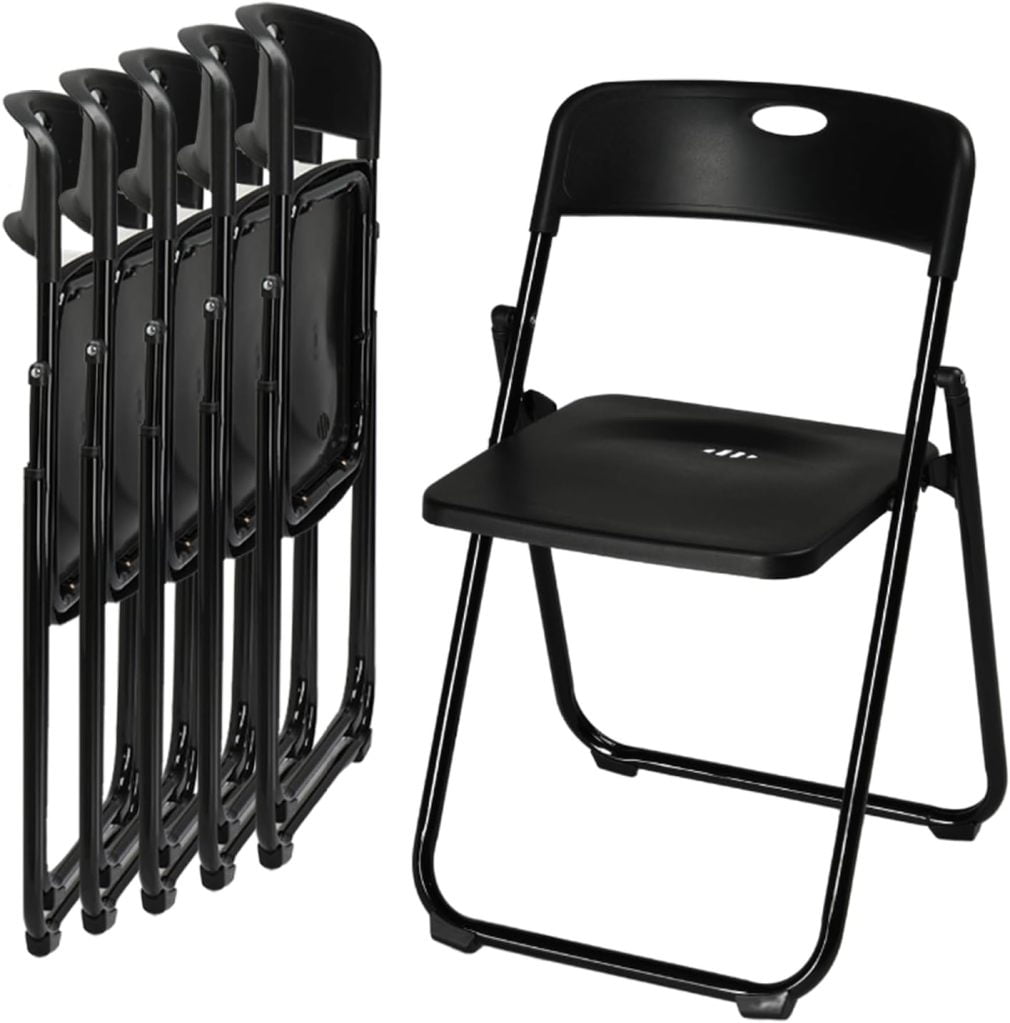 HXSP 6 Pcs Folding Chair, 300LBS Lightweight Foldable Plastic Chair ...