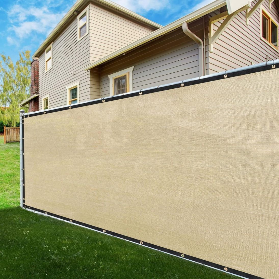 HXSP 6' x 18' Fence Privacy Screen Beige HDPE Fencing Mesh Shade Net ...