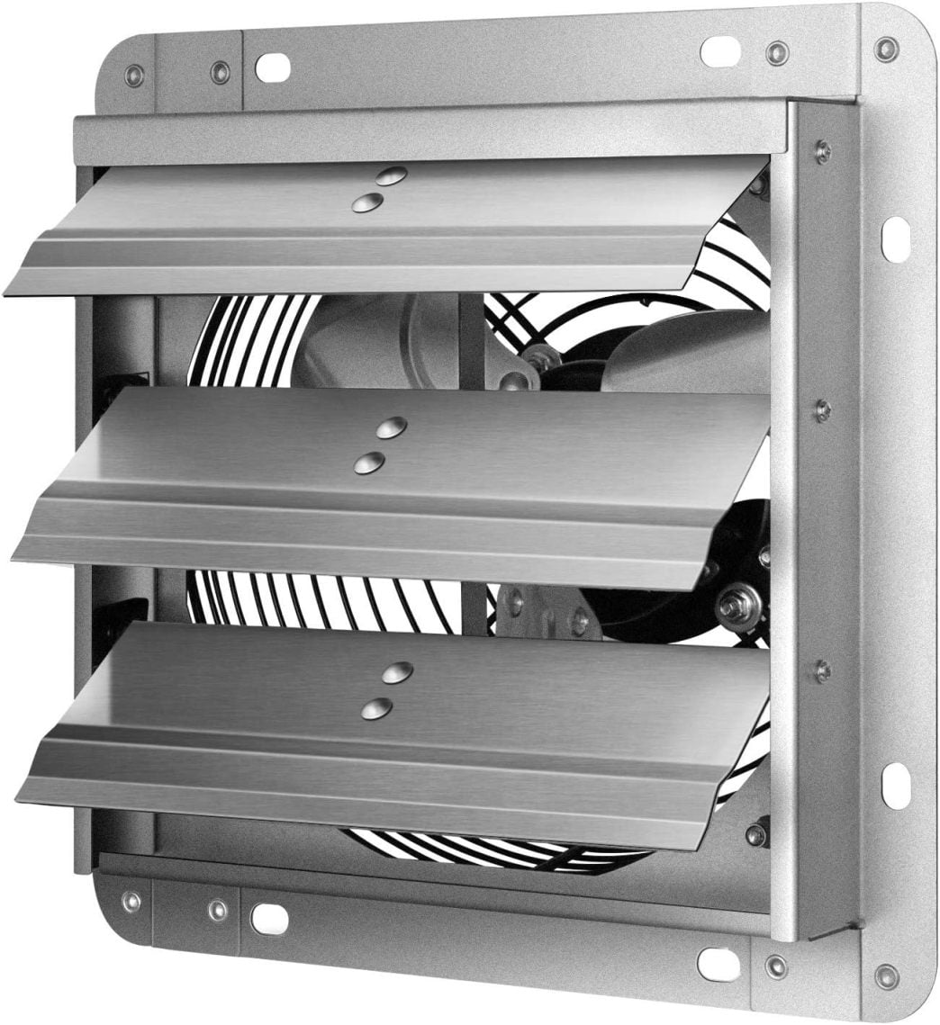 HXSP 7 Inch Wall Mounted Shutter Exhaust Fan, Aluminum, 1600 RPM, 760 ...