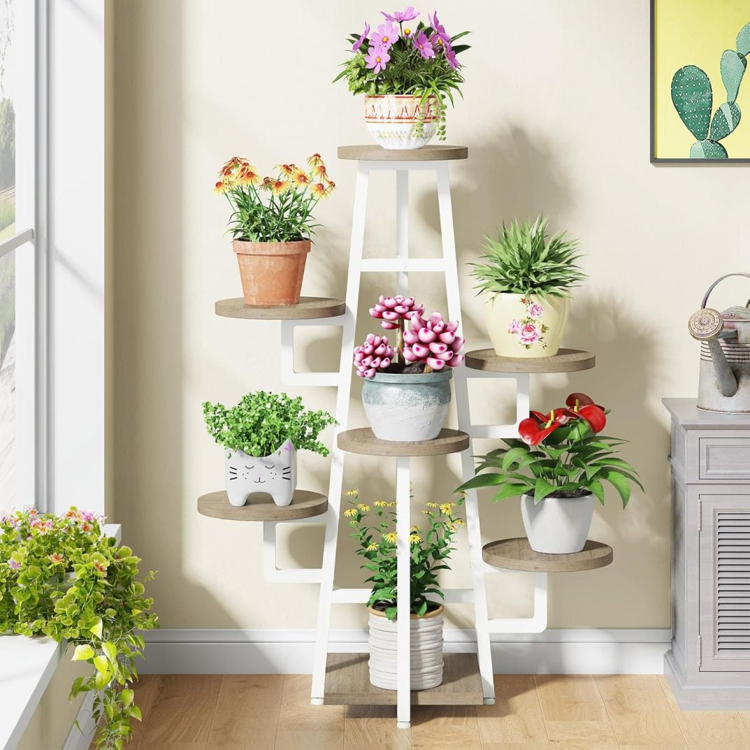 HXSP 7 Tier Plant Stand Indoor, Tall Plant Shelf for Multiple Plants ...