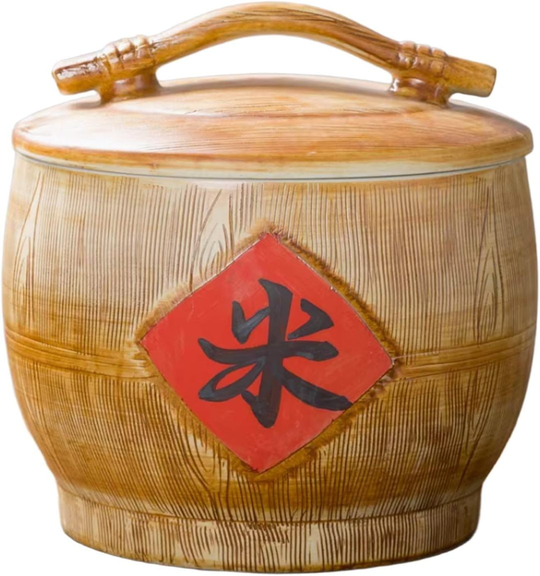 HXSP Ceramic Rice Bucket, Ceramic Rice Container Ceramic Rice Cylinder ...