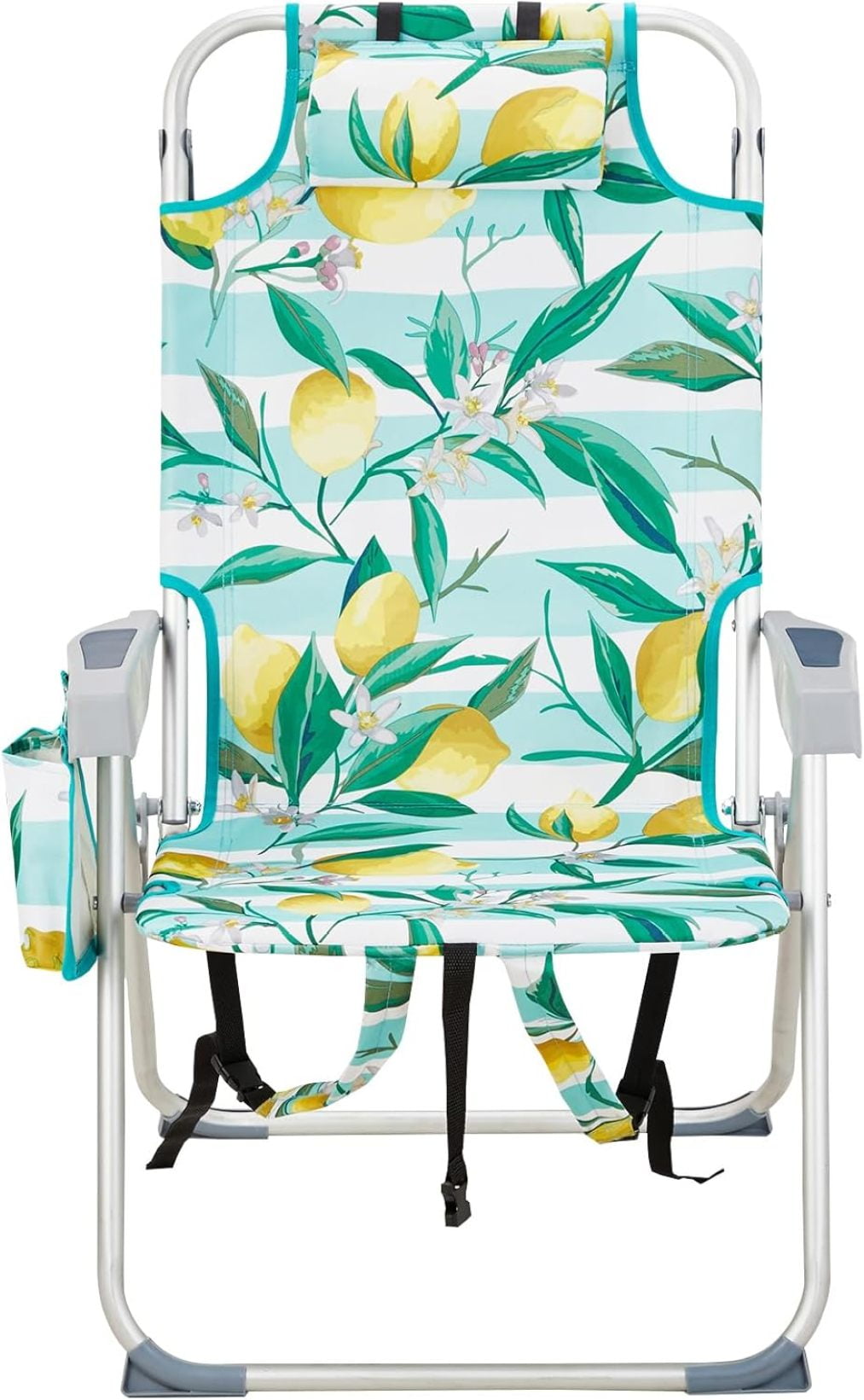 HXSP Folding Patio Chair with Headrest & Storage Pouch, Lightweight ...