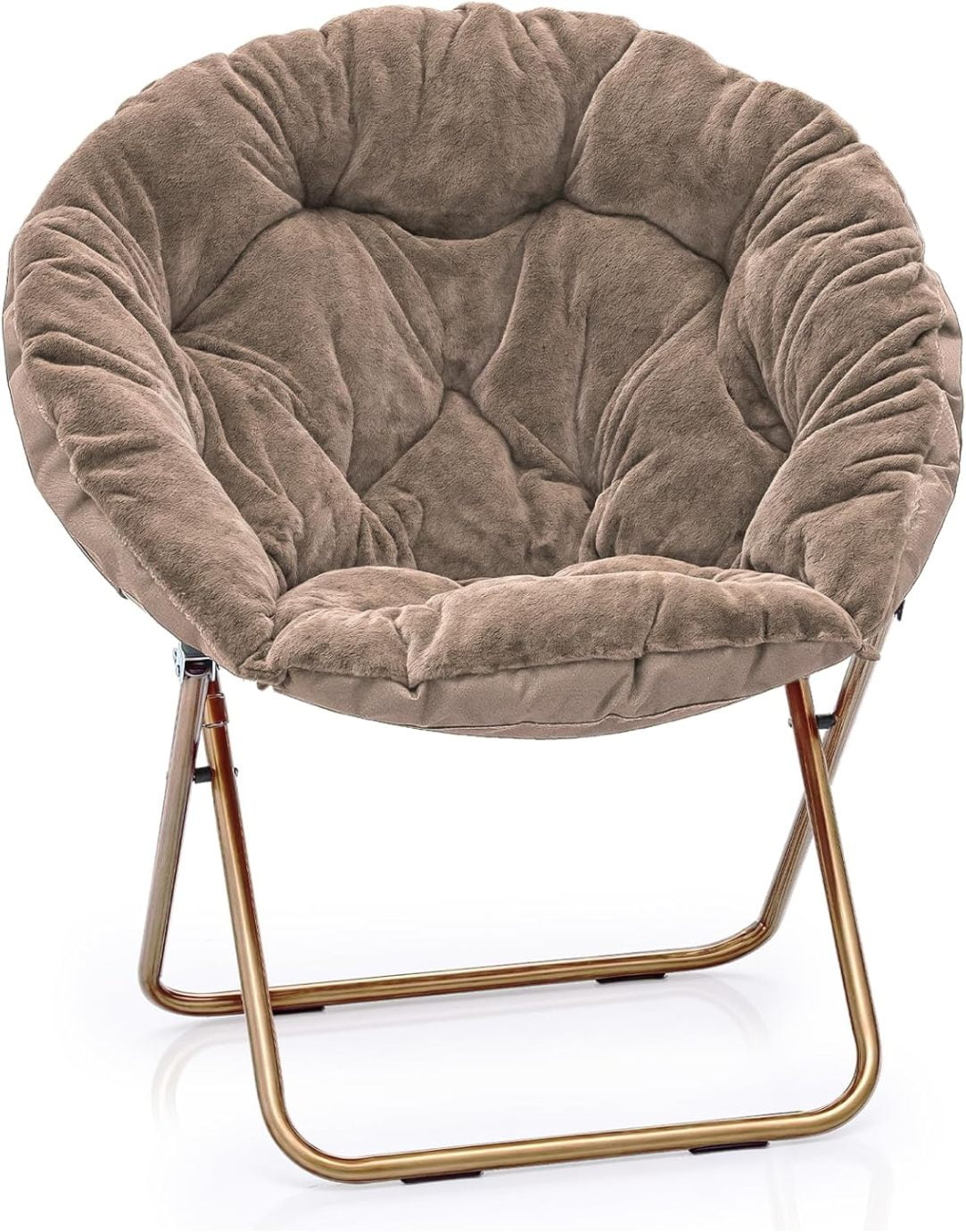 HXSP Round Folding Faux Fur Saucer Chair for Bedroom Living Room Dorm ...