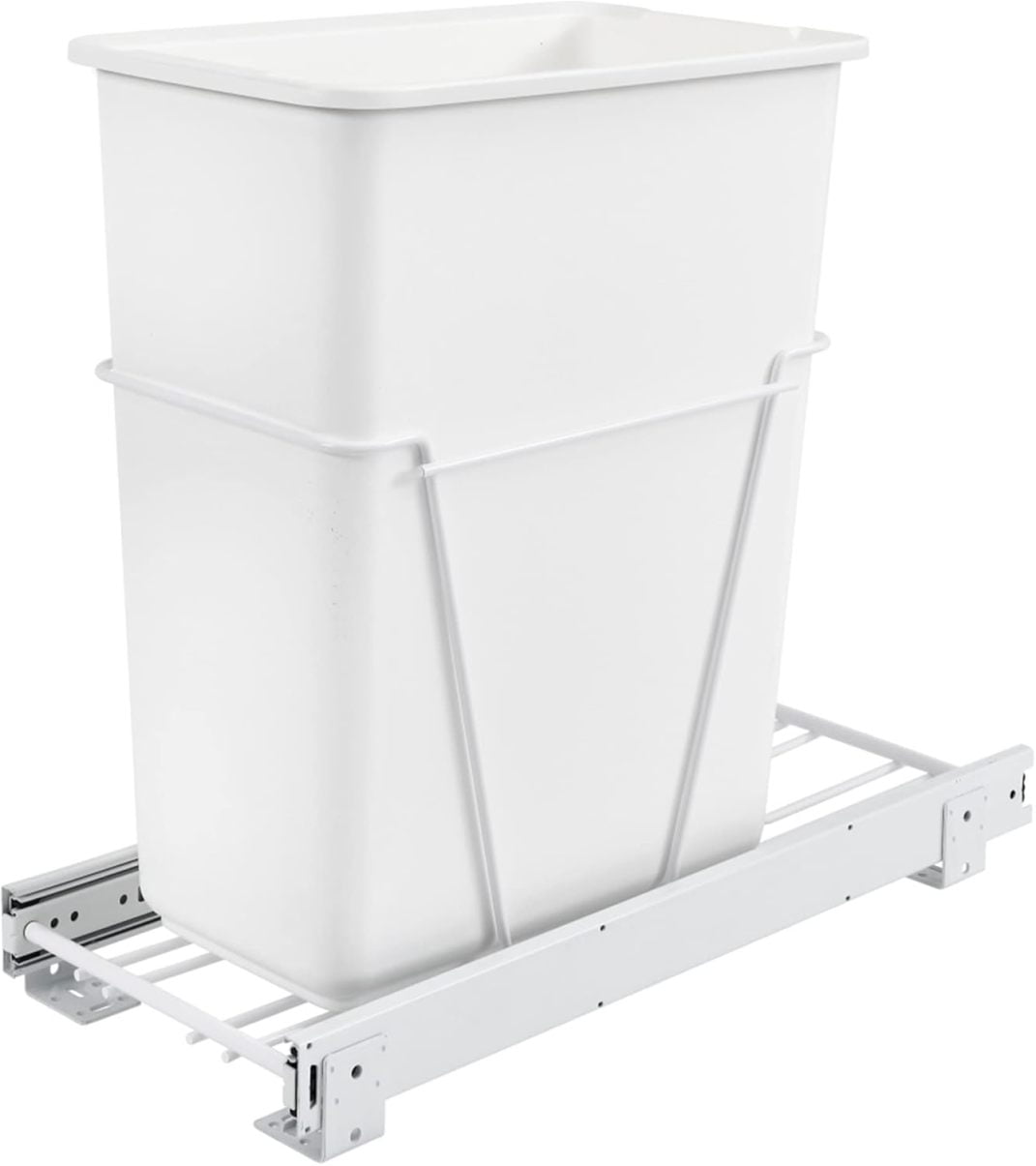 HXSP Single Pull-Out Cabinet Trash Can for Bottom Mount Kitchen 30 Qt ...