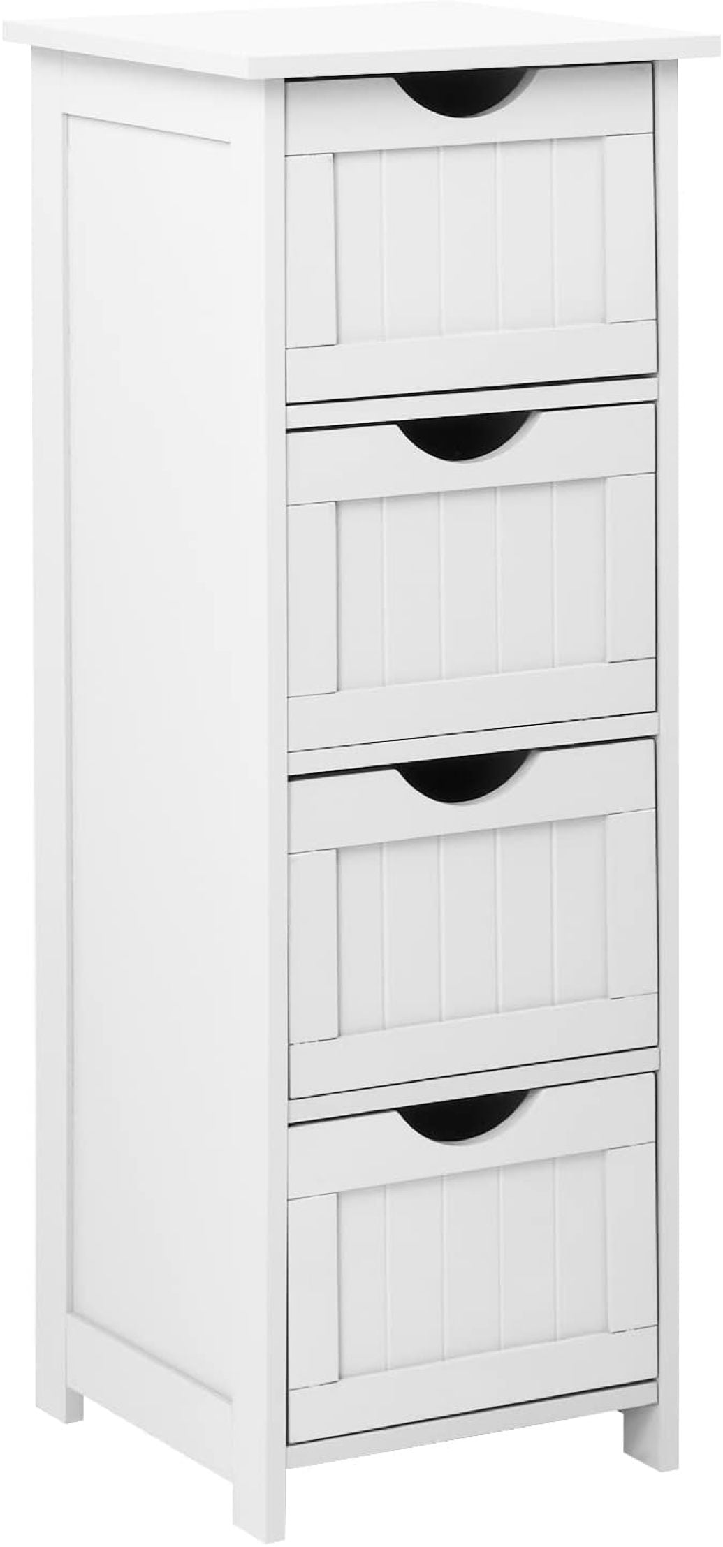HXSP White Bathroom Storage Cabinet with 4 Drawers Wooden Freestanding ...