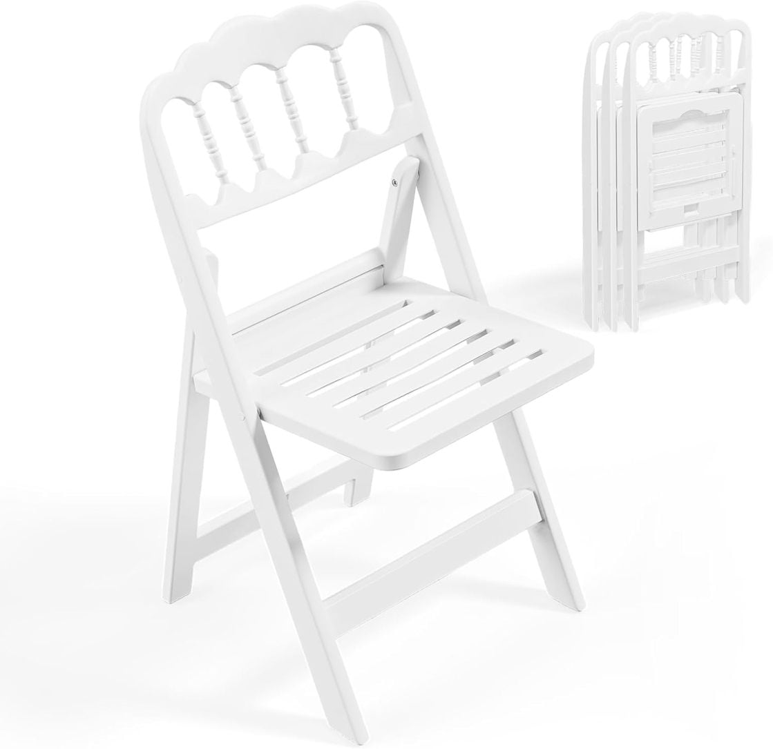 HXSP White Resin Plastic Folding Chair with Hollow Seat, Foldable ...