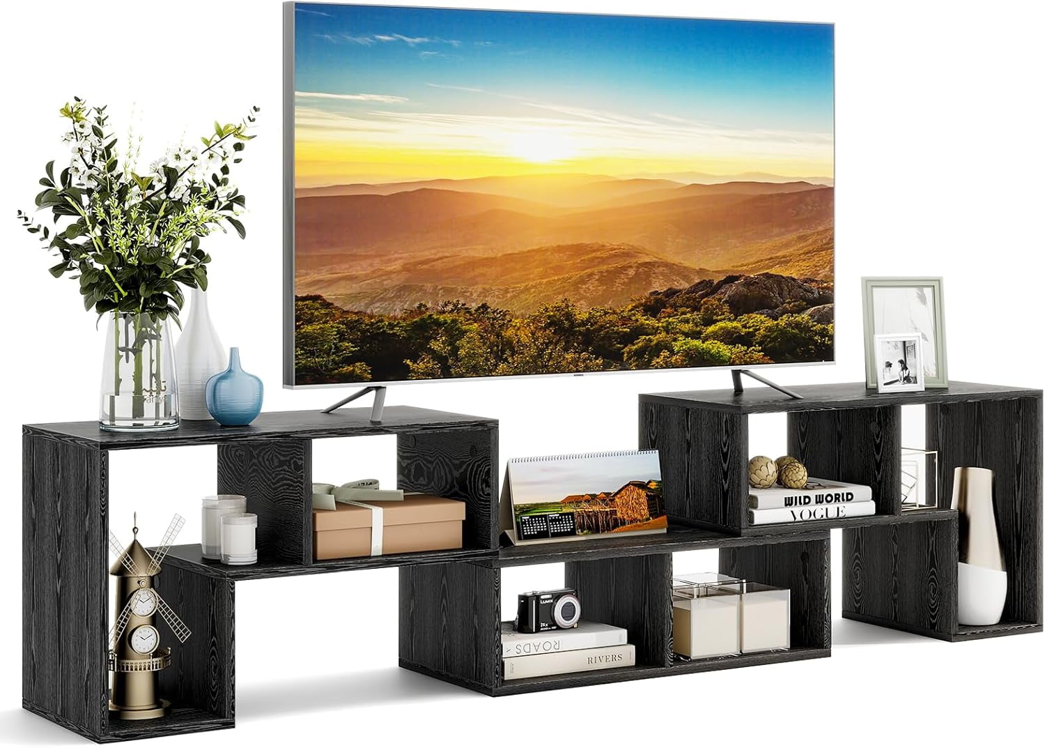 HXULER 3 Pieces Console TV Stand, Free-Combination Entertainment Center ...