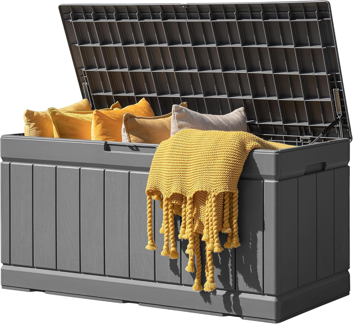 HXULER 83 Gallon Outdoor Deck Box Large Resin Storage Box for Patio ...