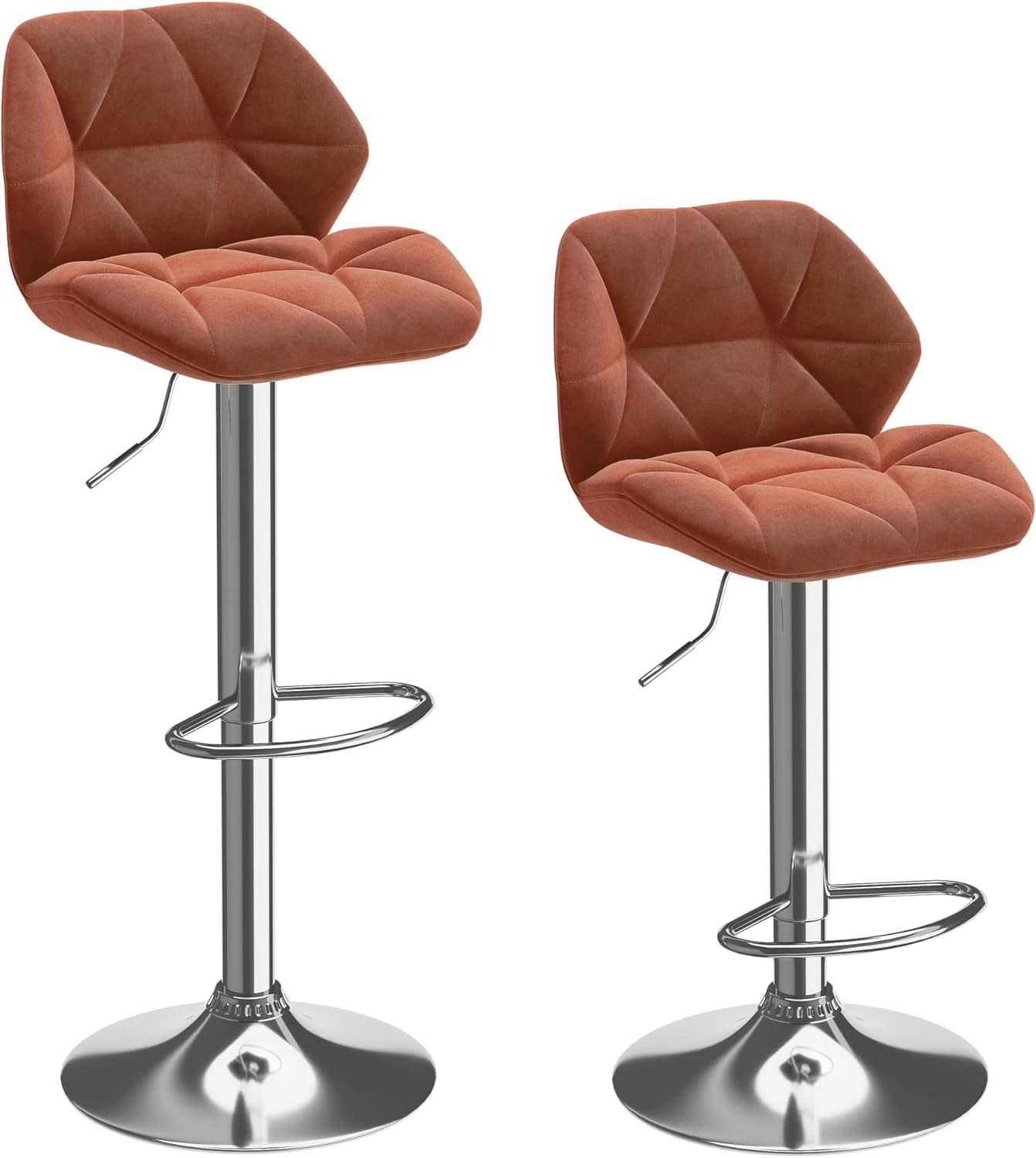 HXULER Bar Stools Set of 2, Adjustable Swivel Barstools, Modern Counter ...