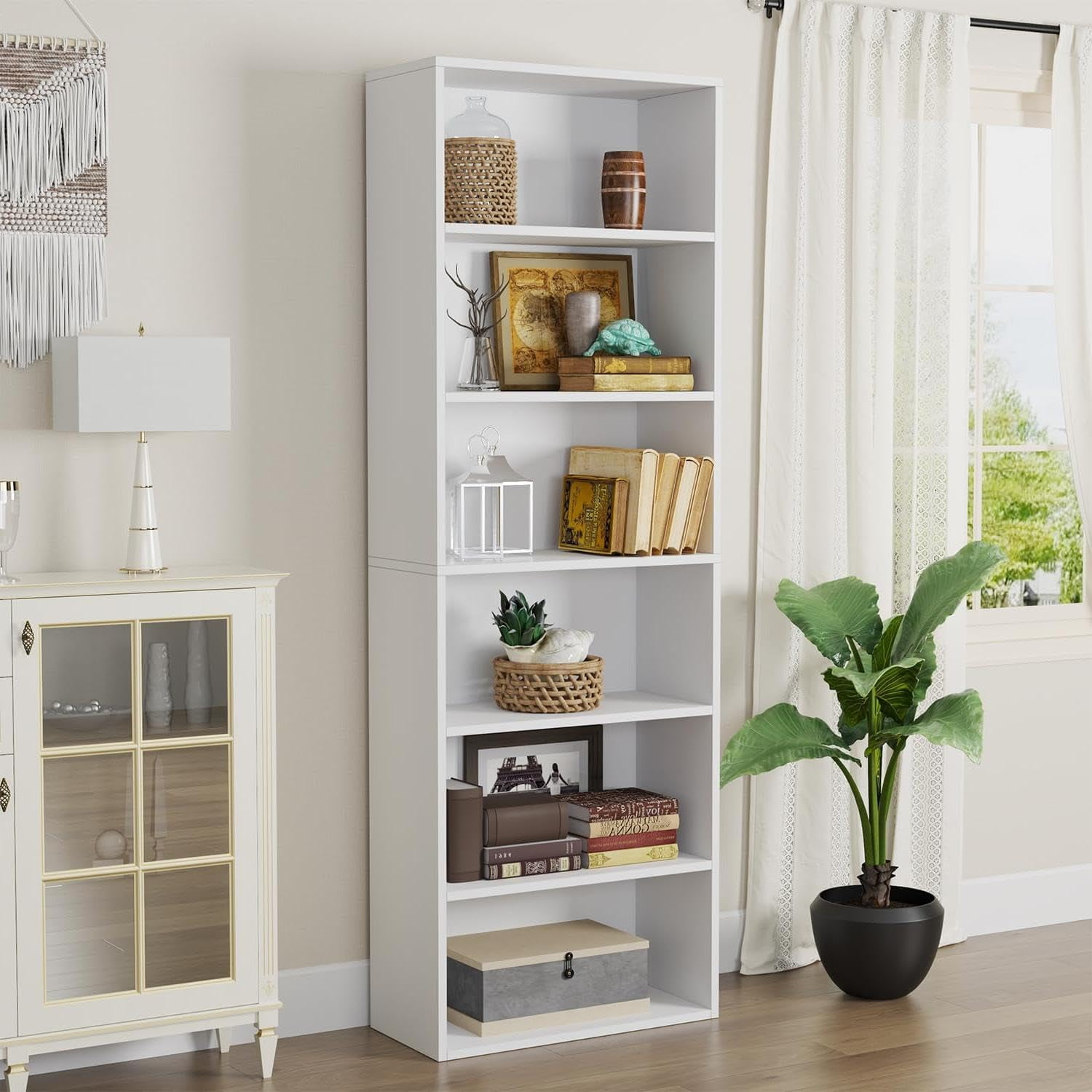 HXULER Bookcase and Bookshelf, Floor Standing 6-Tier High Bookshelf ...