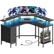 Bestier 63" Gaming Desk with LED Lights, U-Shaped Computer Desk with ...