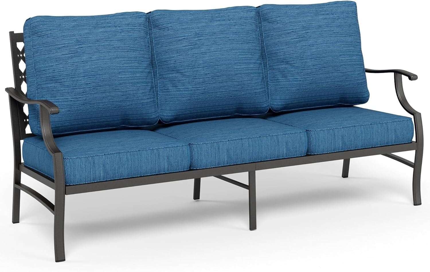 HXULER Metal Patio Furniture Sofa, 3-Seater Deep Seating & High-Back ...