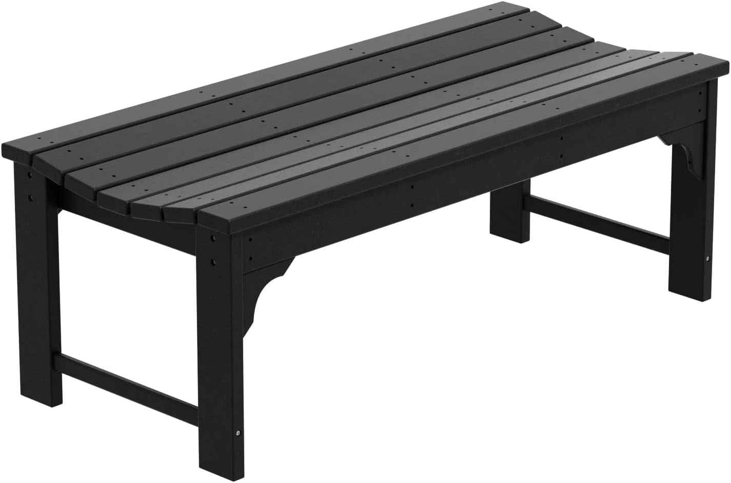 HXULER Outdoor Bench, All Weather Resistant Poly Lumber Backless Patio ...