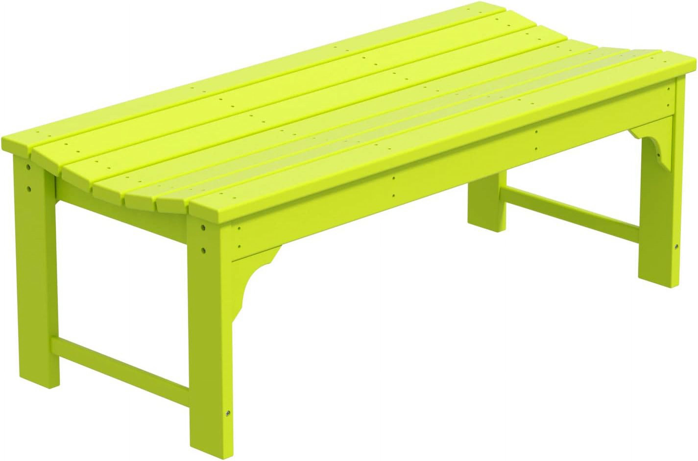 HXULER Outdoor Bench, All Weather Resistant Poly Lumber Backless Patio ...