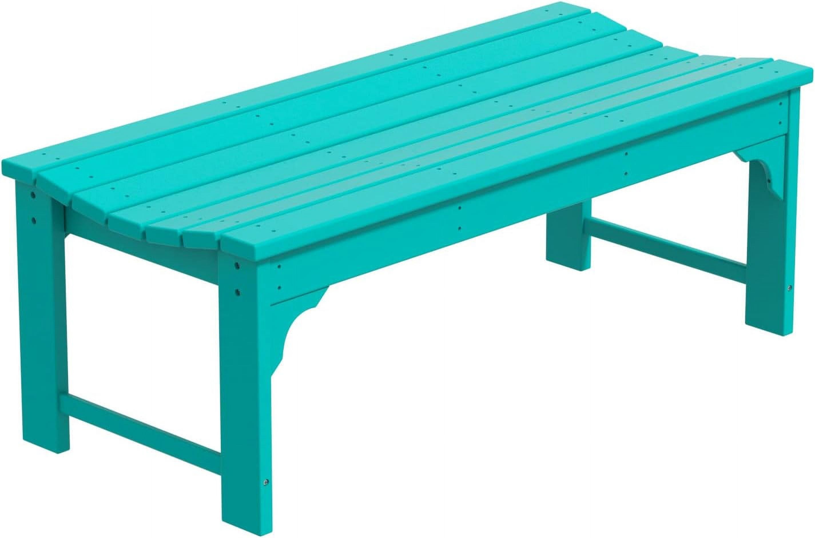 HXULER Outdoor Bench, All Weather Resistant Poly Lumber Backless Patio ...