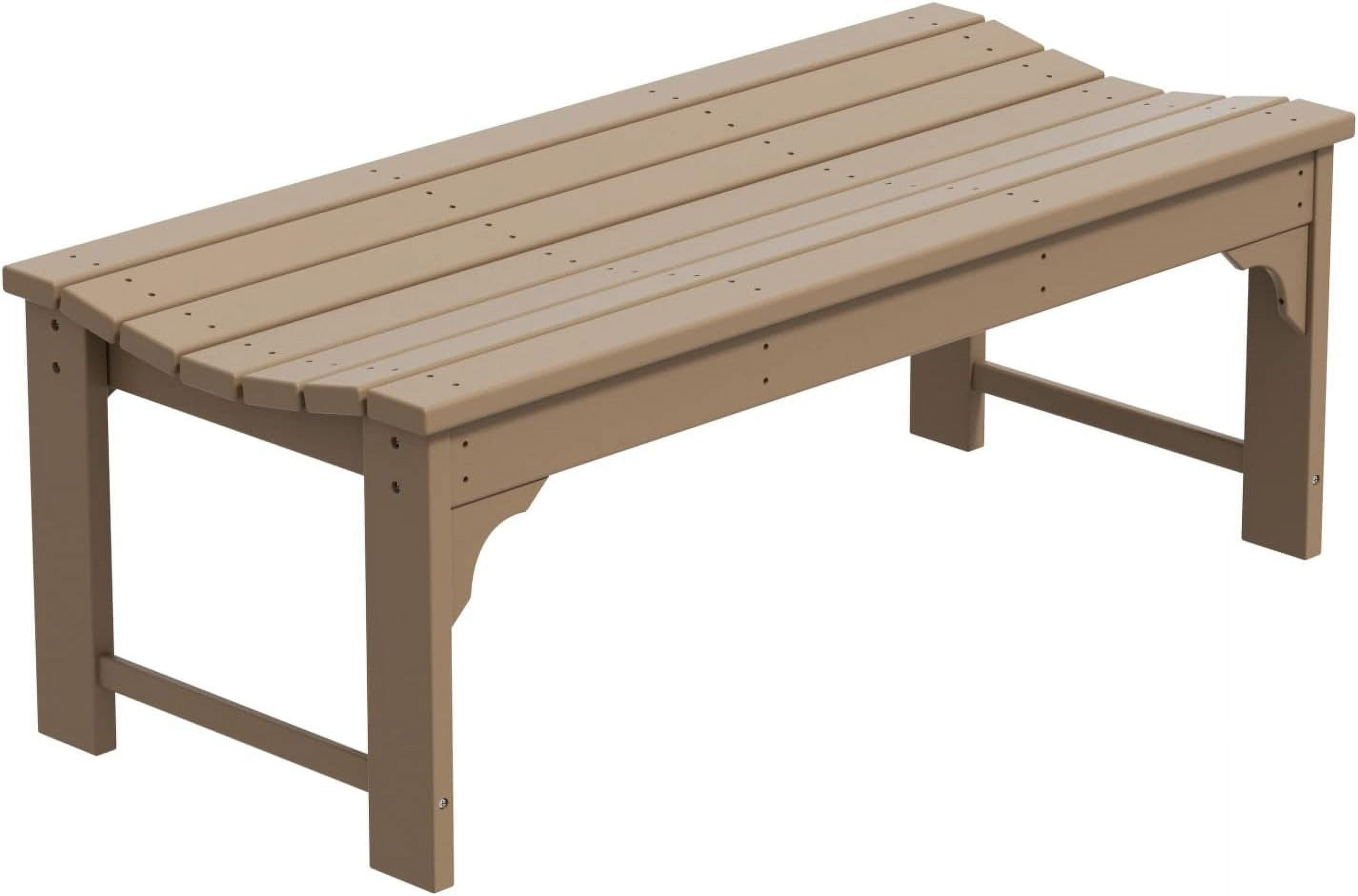 HXULER Outdoor Bench, All Weather Resistant Poly Lumber Backless Patio ...