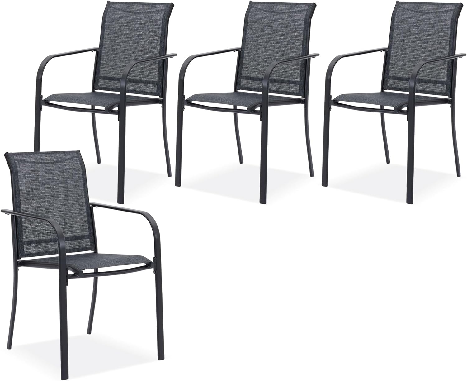 HXULER Outdoor Chairs Set of 4, Metal Stackable Patio Sling Chairs for ...