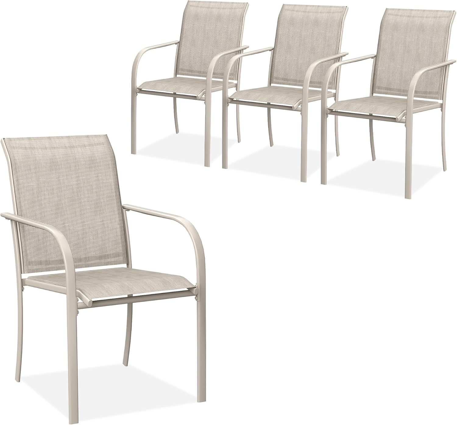 HXULER Outdoor Chairs Set of 4, Metal Stackable Patio Sling Chairs for ...