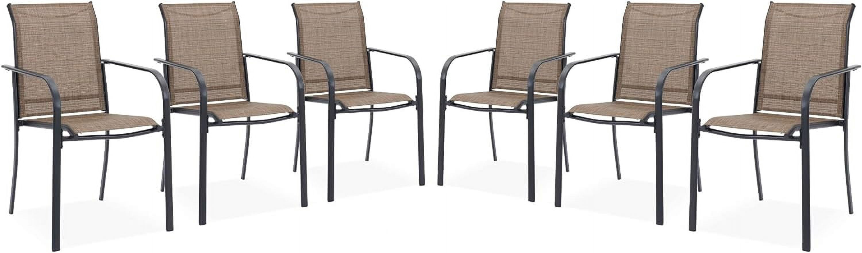 HXULER Outdoor Chairs Set of 6, Metal Stackable Patio Sling Chairs for ...