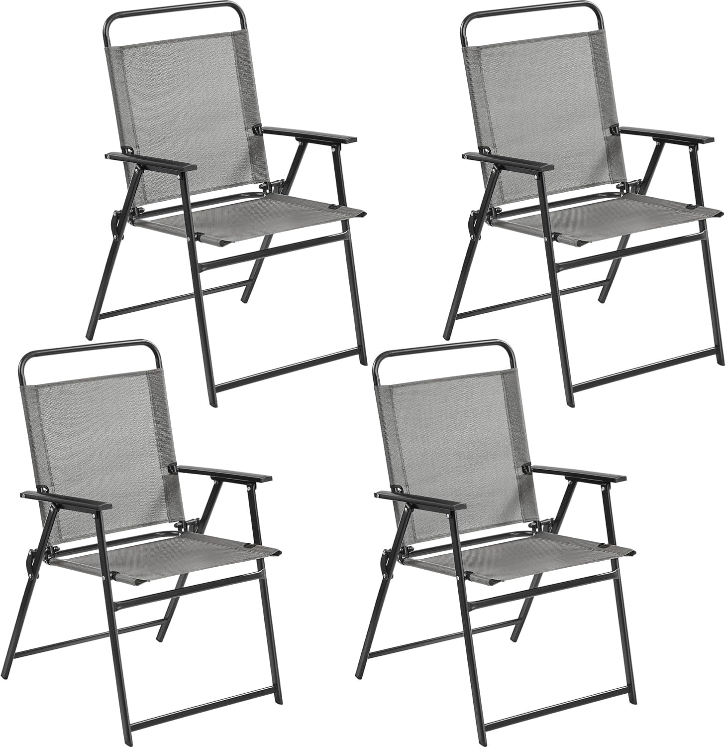 HXULER Outdoor Patio Folding Chairs Set of 4, Portable Dining Chairs ...