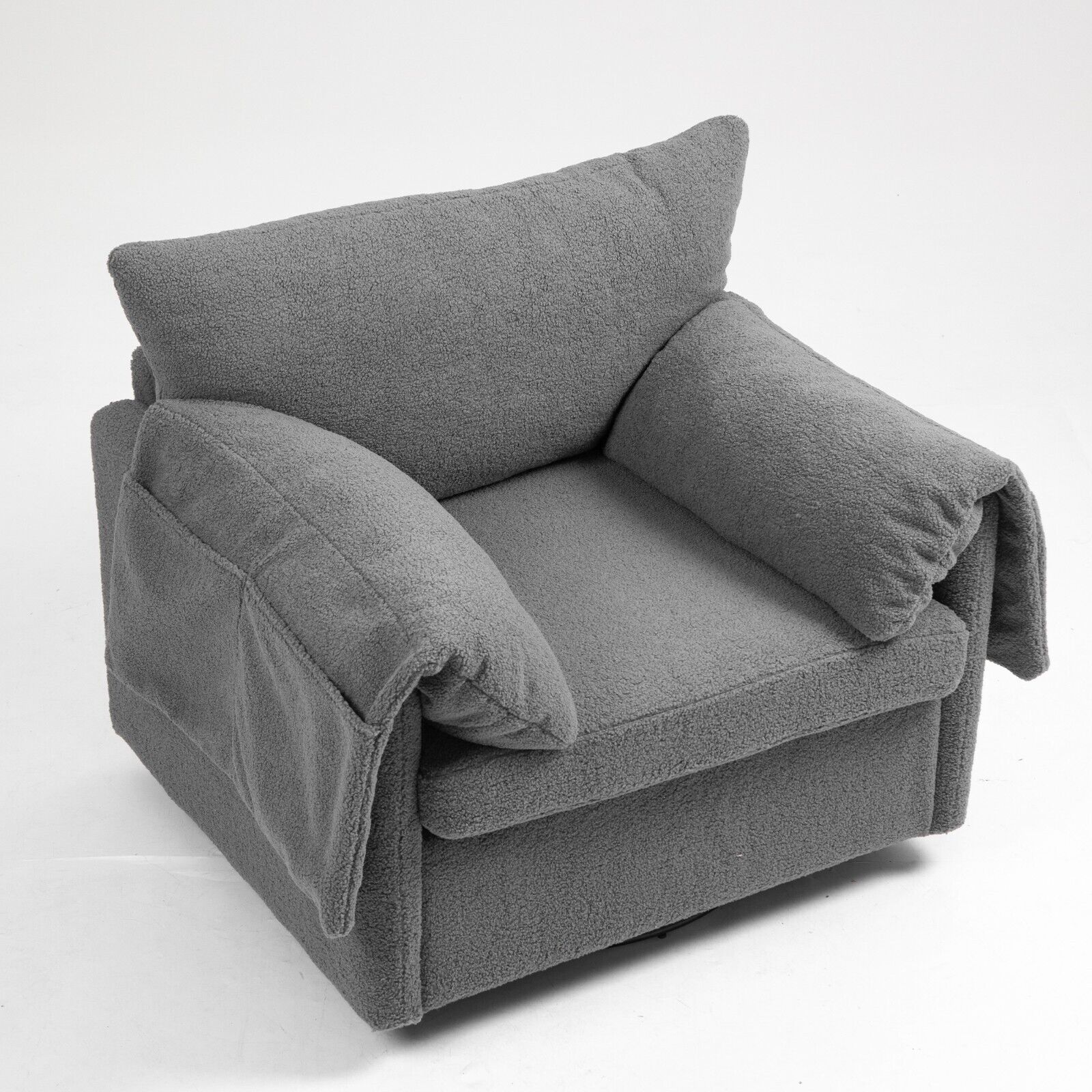 HXULER Oversized Swivel Accent Chair, Comfy Teddy Armchair for Living ...