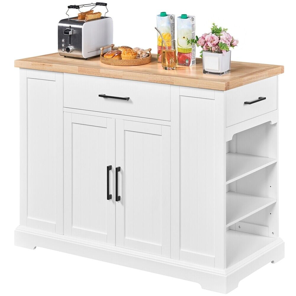 HXULER Rolling Kitchen Island Cart with 3 Drawers, Kitchen Storage ...