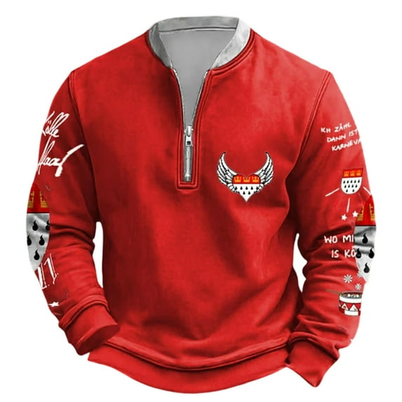 HXWCHs Carnival Print Half Zip Hoodless Sweatshirt Pullover Long Sleeve ...