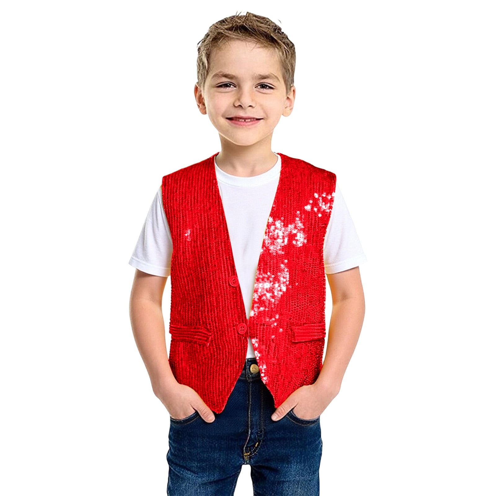 HXWCHs Children's Shiny Sleeveless Crop Tank tops for Shows Kids Sequin ...