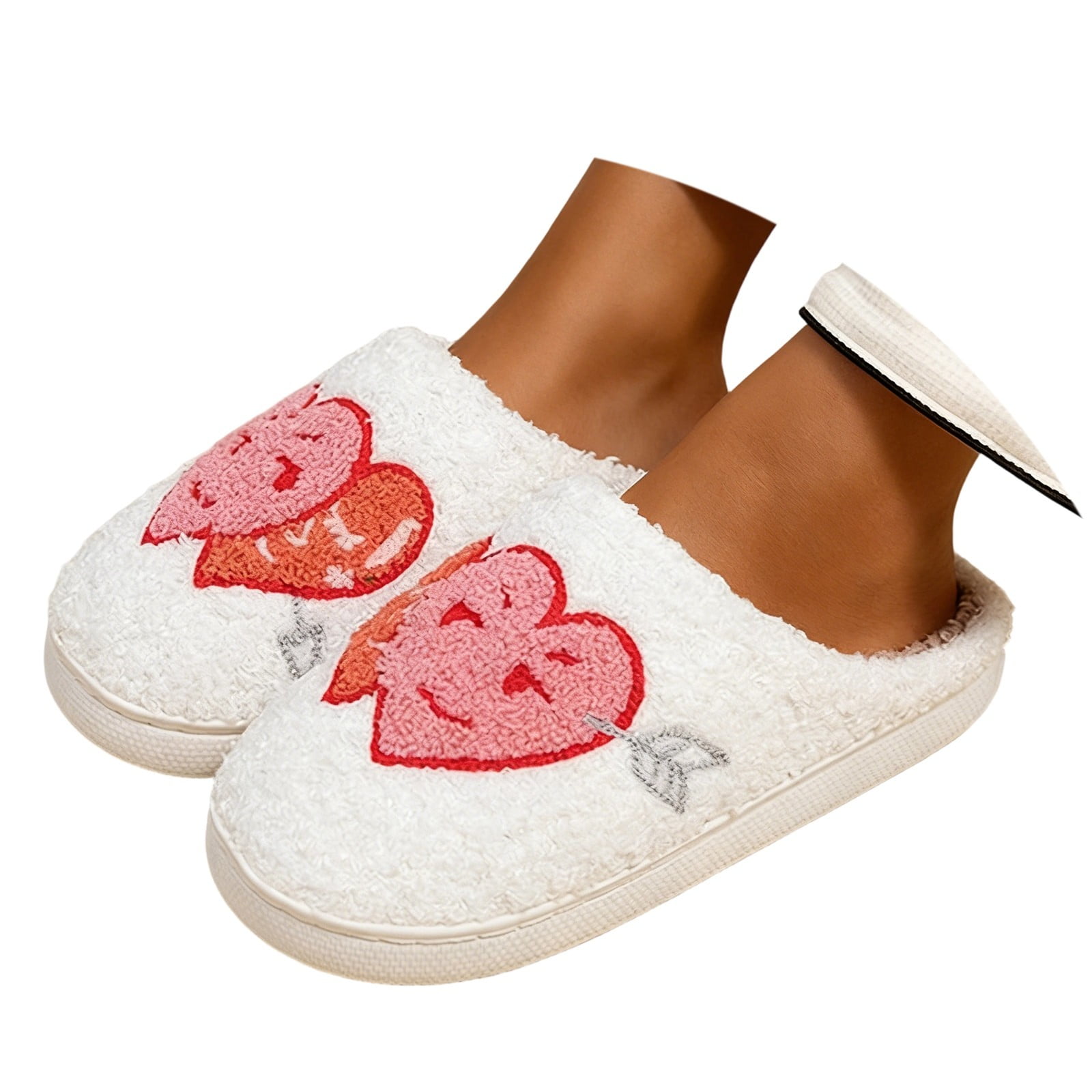 HXWCHs Cozy Winter Couples Slippers Indoor Outdoor Shoes with Heart ...