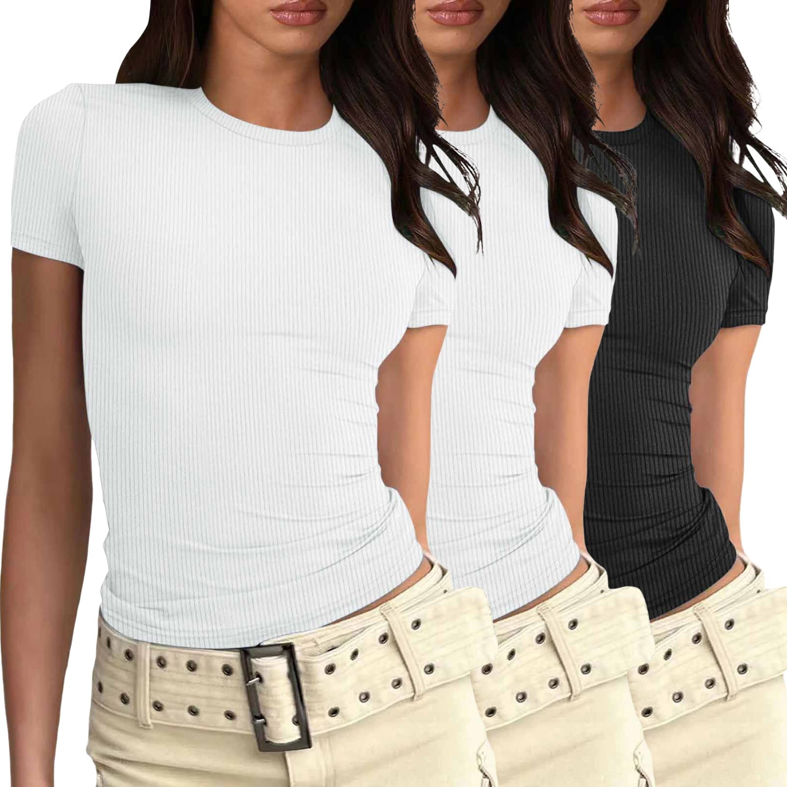 HXWCHs Fashion tops for Women - Slim Fit Tee with Short Sleeves for ...