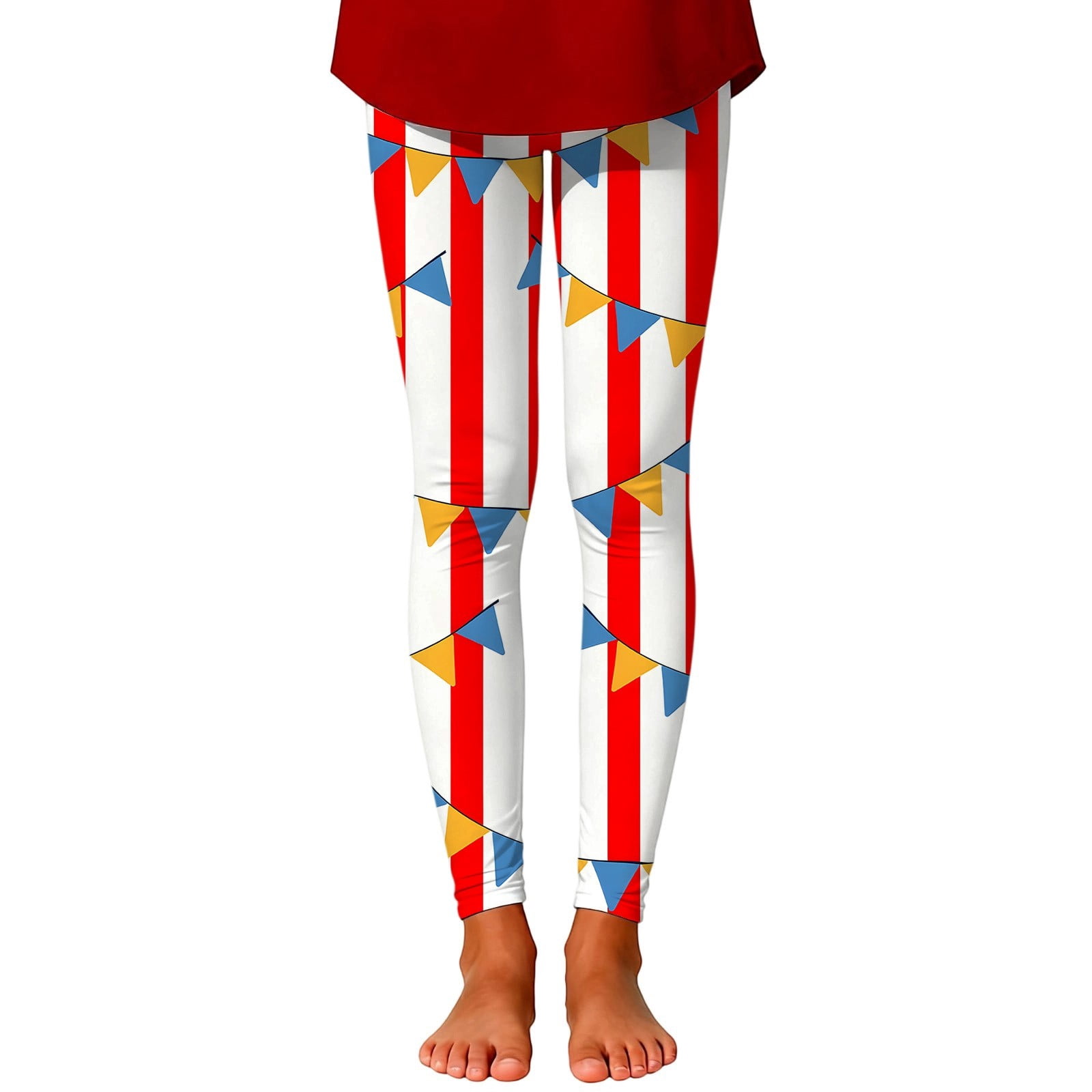 HXWCHs Girls Carnival Print Striped Leggings Fashion Athletic Casual ...