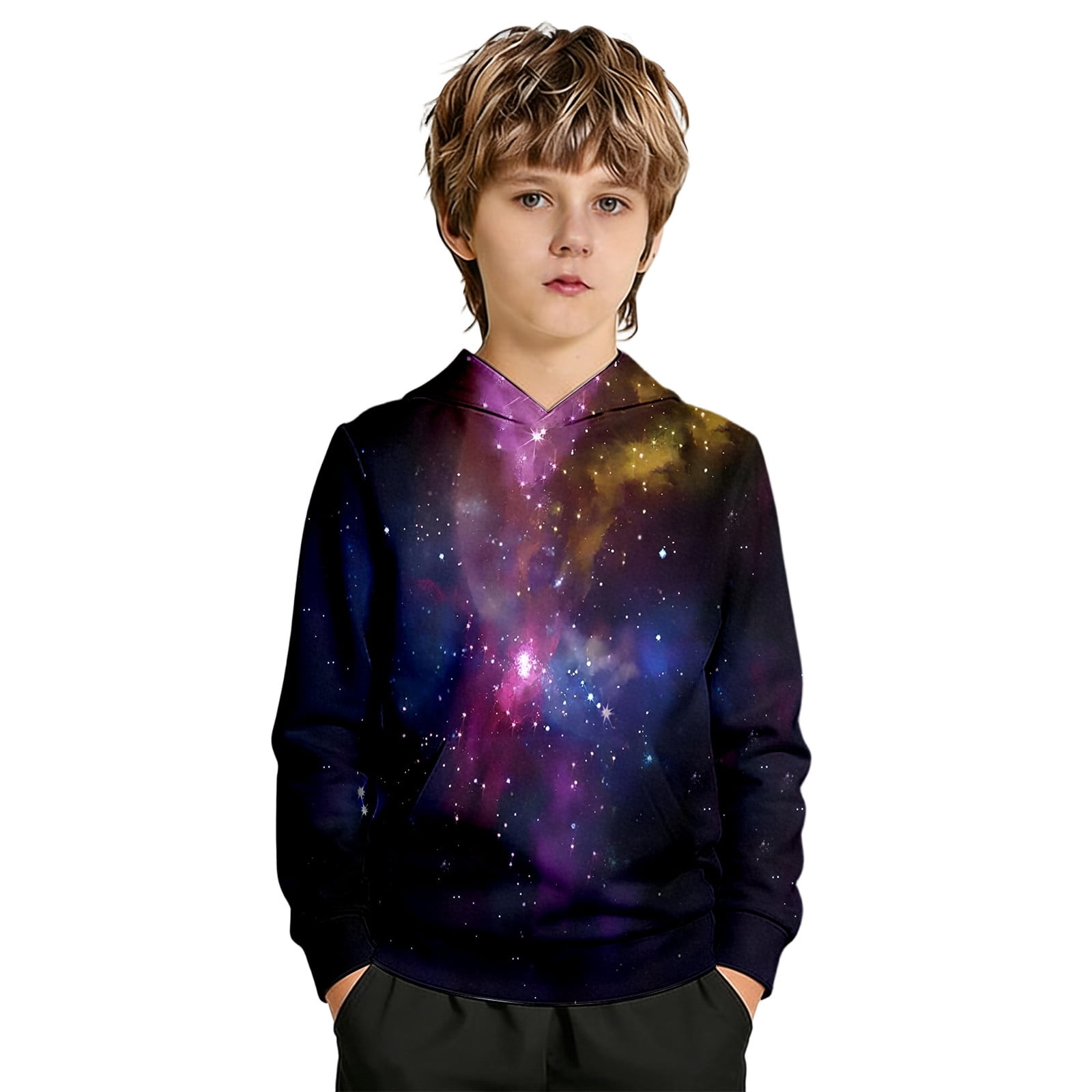 HXWCHs Girls Cosmic Graphic Hoodie - Warm Long Sleeve Starry Sky ...