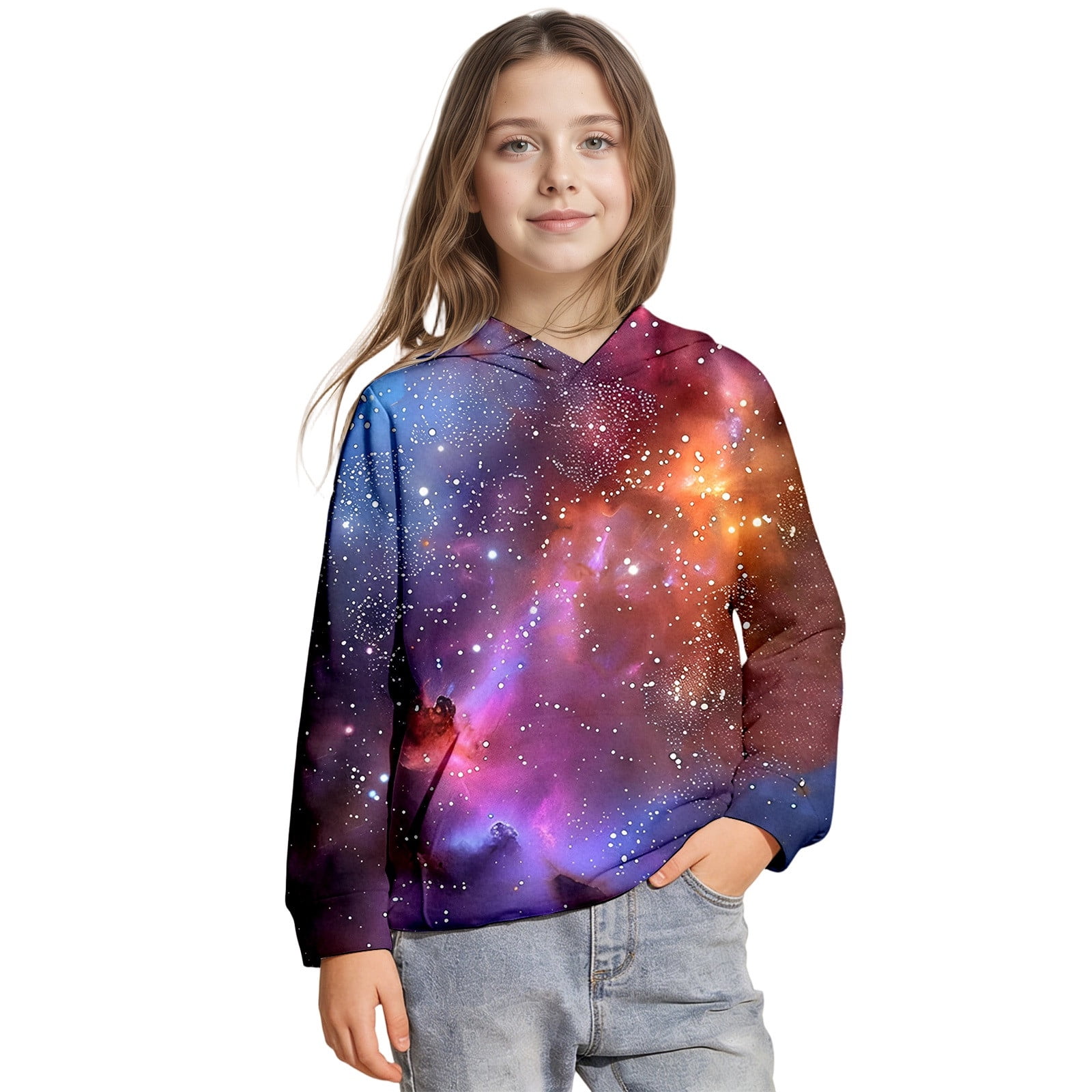 HXWCHs Girls Cosmic Star Hoodie - Pastel Color No-Fade Print School ...
